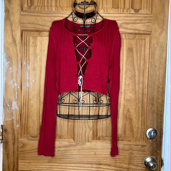 SHEIN | Tops | Cable Knit Lace Up Cropped Top | Poshmark